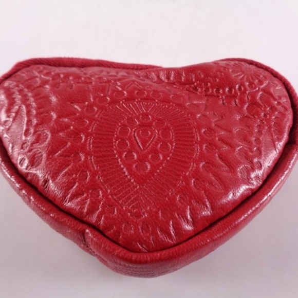Braccialini Firenze | Bags | Braccialini Firenze Heart Red Leather Coin ...